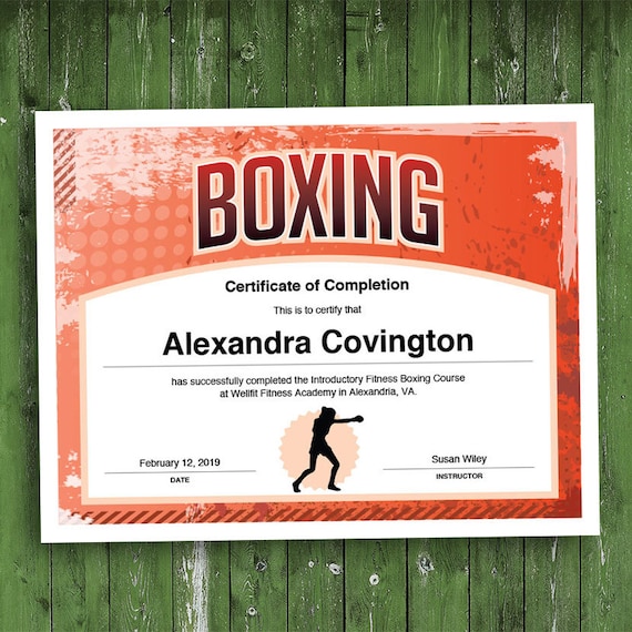 Boxing Customizable Certificate Download Printable Fitness - Etsy UK