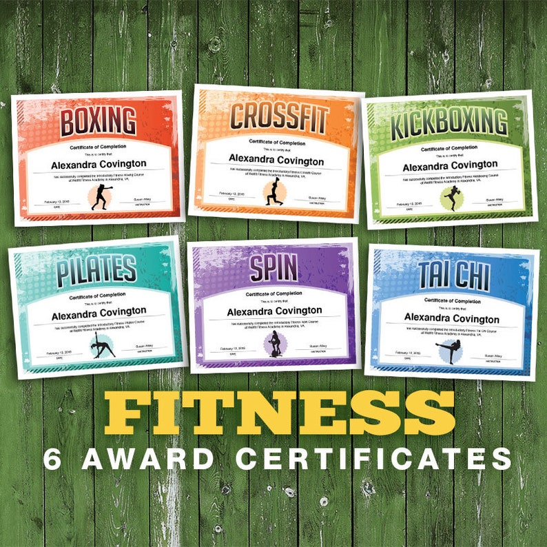 6 Fitness Customizable Certificates, Download Printables, Boxing ...
