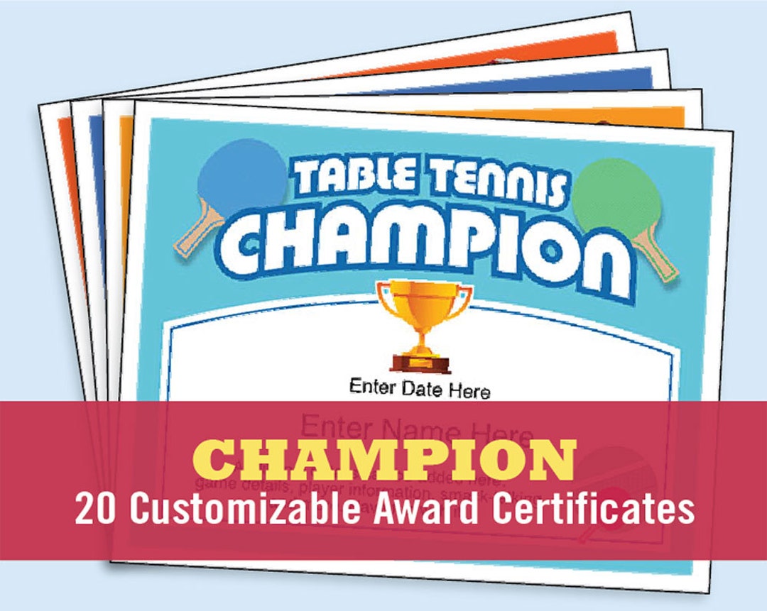 Printable Champion Certificates: 20 Customizable Award Templates (PDF ...