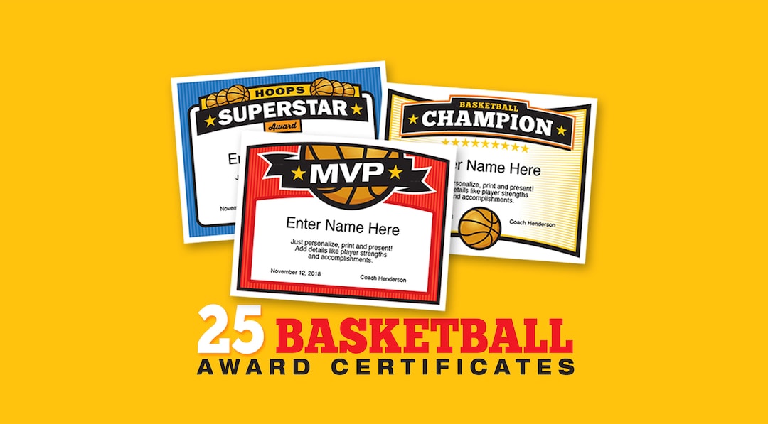 Basketball Certificates Editable - 25 Award Templates – Kid ...
