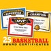 Basketball Certificates Editable 25 Award Templates Kid Certificates ...