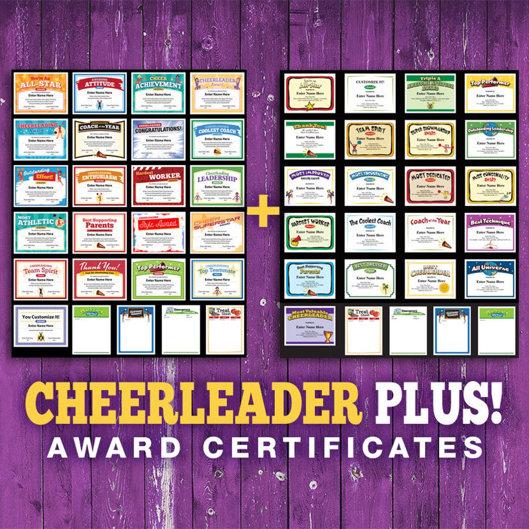 Editable Cheerleader Award Certificates: Cheer Team Printables (PDF) - Etsy