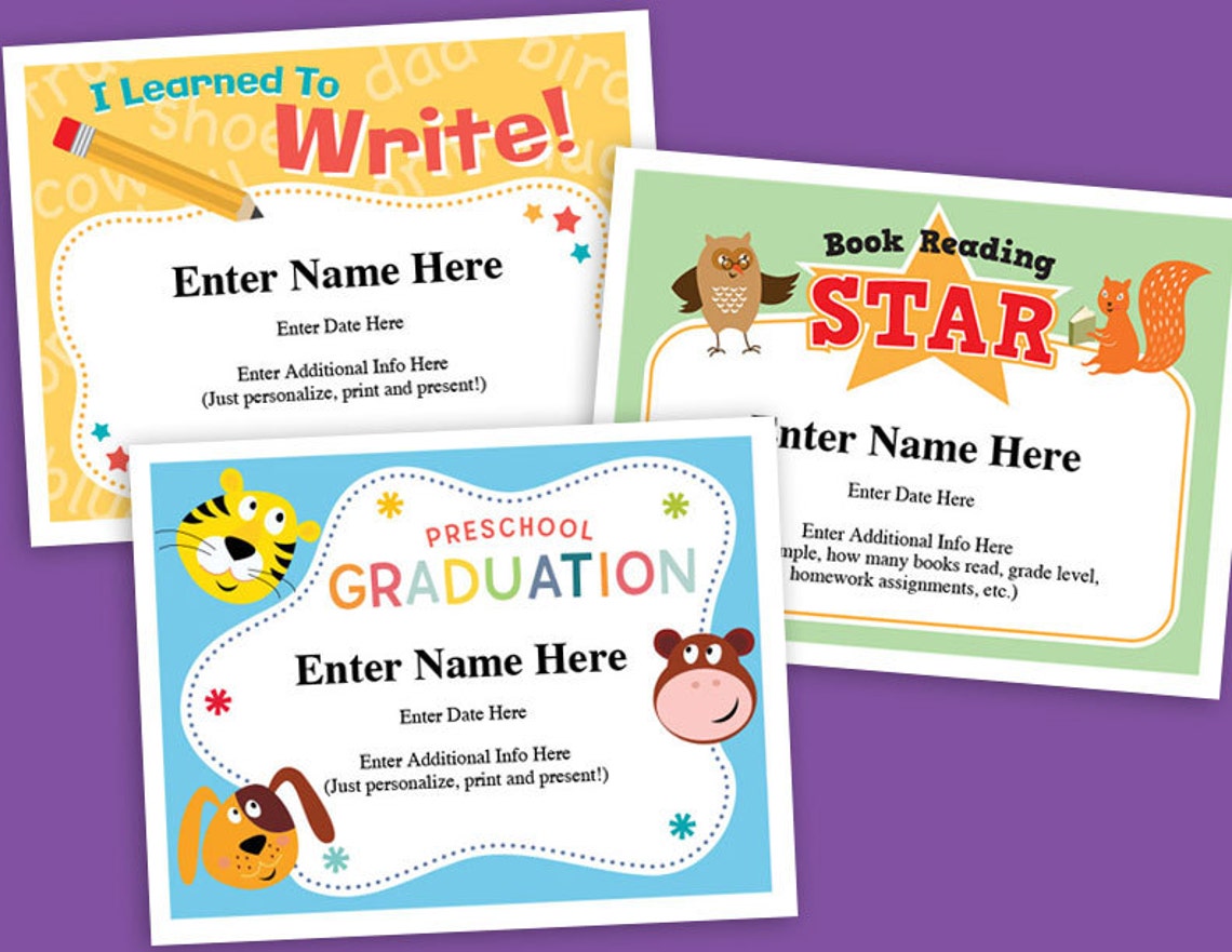 Child Milestone Certificates: 15 Kids Award Templates (PDF) - Etsy