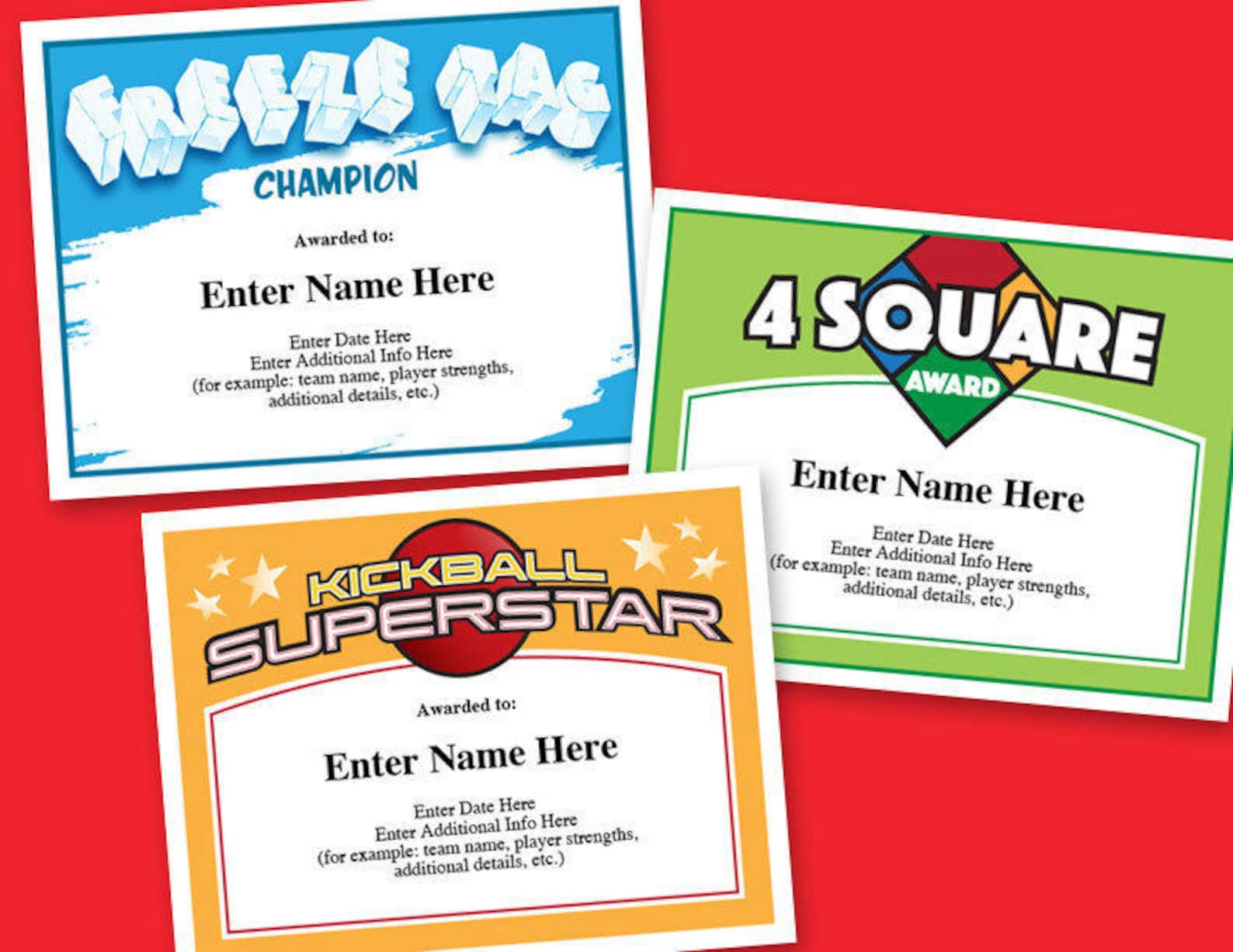 Park & Rec Certificate Pack, Hide and Seek, Kickball, Dodgeball ...