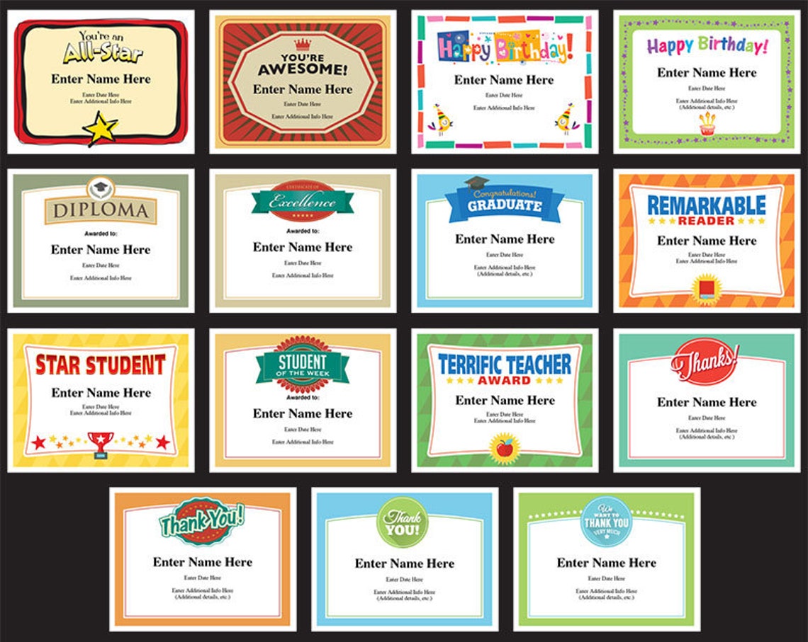 High School Class Award Certificates - Editable Class Awards Templates ...