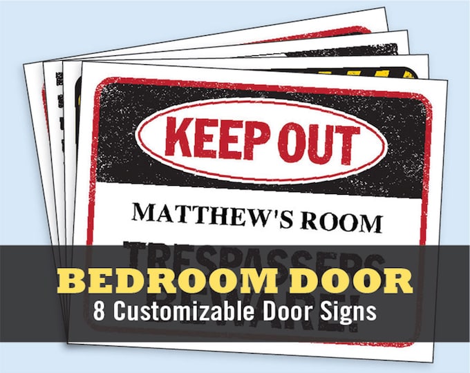 Fun Kids Bedroom Door Signs, Printable, Customizable, Digital Download ...
