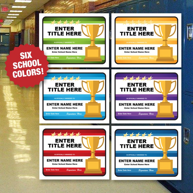 High School Class Award Certificates - Editable Class Awards Templates ...