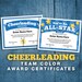 2 Cheerleading Blue Team Color Certificates, Editable Cheerleader ...