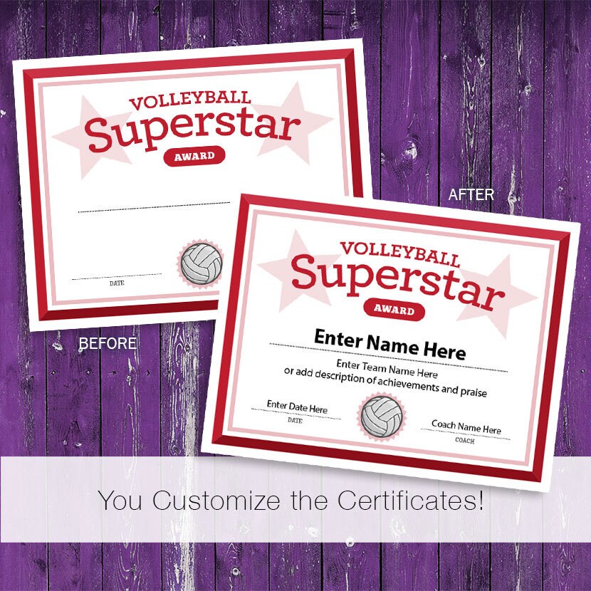 Volleyball Certificates Plus!, Volleyball Award Templates, Volleyball ...