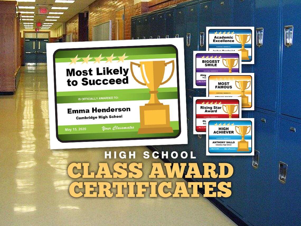 High School Class Award Certificates - Editable Class Awards Templates ...