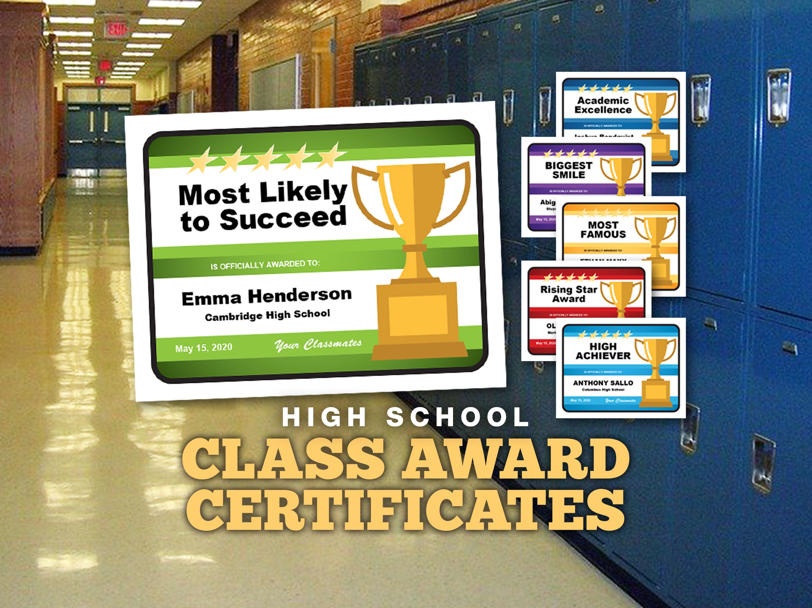 High School Class Award Certificates - Editable Class Awards Templates ...