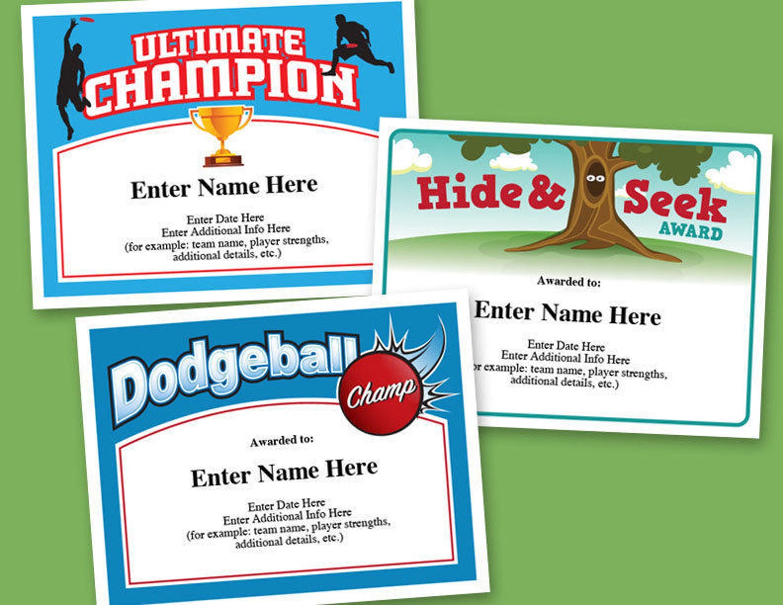 Park & Rec Certificate Pack, Hide and Seek, Kickball, Dodgeball ...