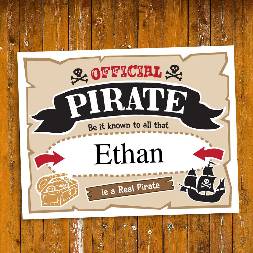 Pirate Certificate Template