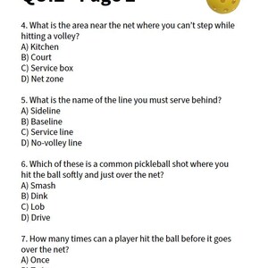 Pickleball Instruction Guide — Includes Handouts, Quiz, and Answer Key ...