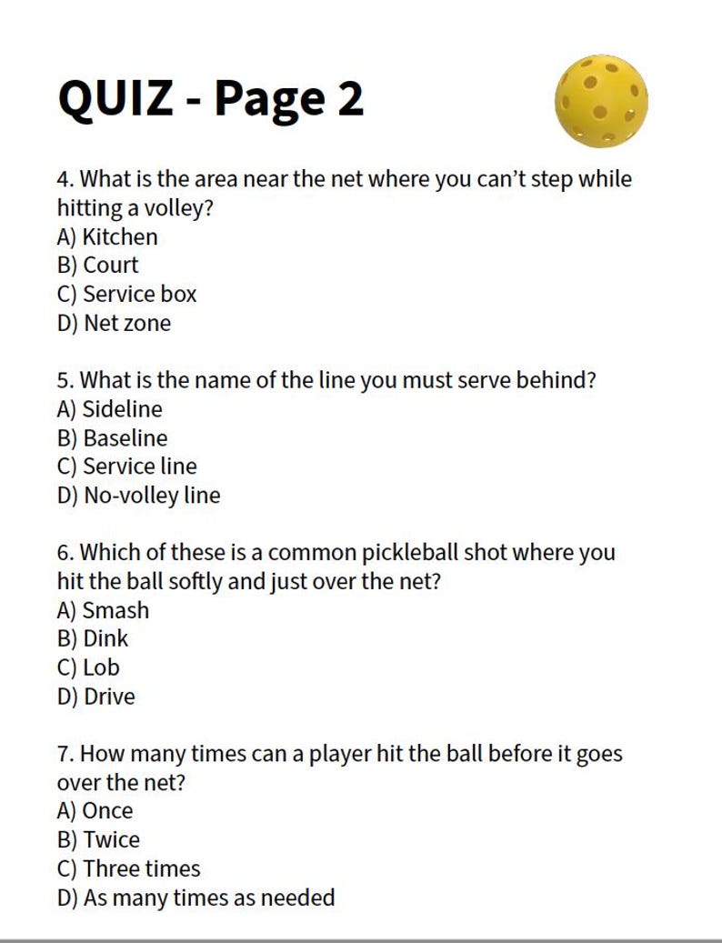 Pickleball Instruction Guide — Includes Handouts, Quiz, and Answer Key ...