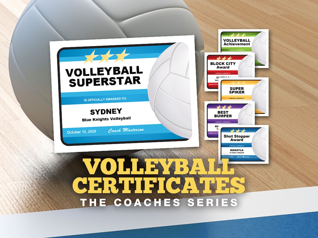 Volleyball Award Certificates: Editable Awards With Stylish Designs ...
