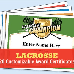 Editable Lacrosse Award Certificates: Team & Coach Gifts (PDF) - Etsy