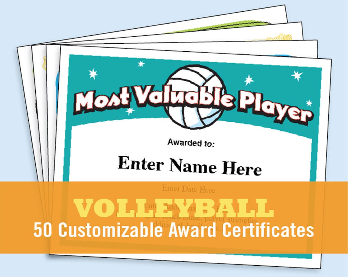 Volleyball Certificates, Kid Certificates, Child Certificate ...