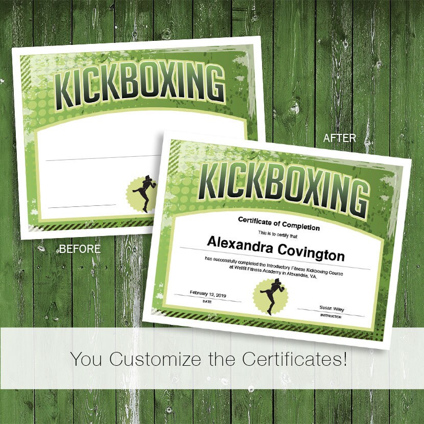 Kickboxing Customizable Certificate, Download Printable Fitness ...