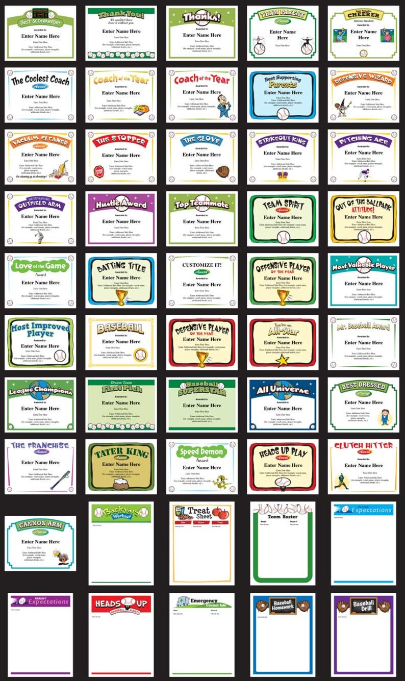 Baseball Certificates, Baseball Awards, Kid Certificates, Certificates ...