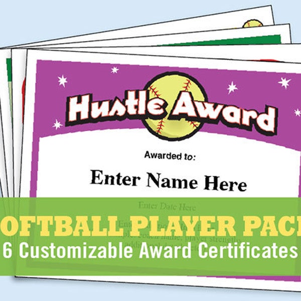 Softball Certificate - Etsy