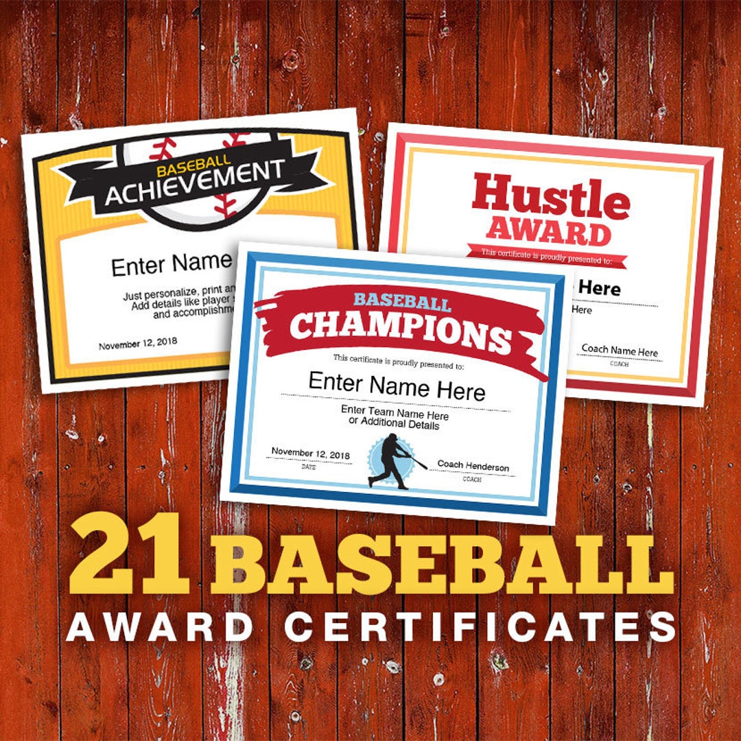 Baseball Certificates - 21 Editable Team Awards - Printable Templates ...