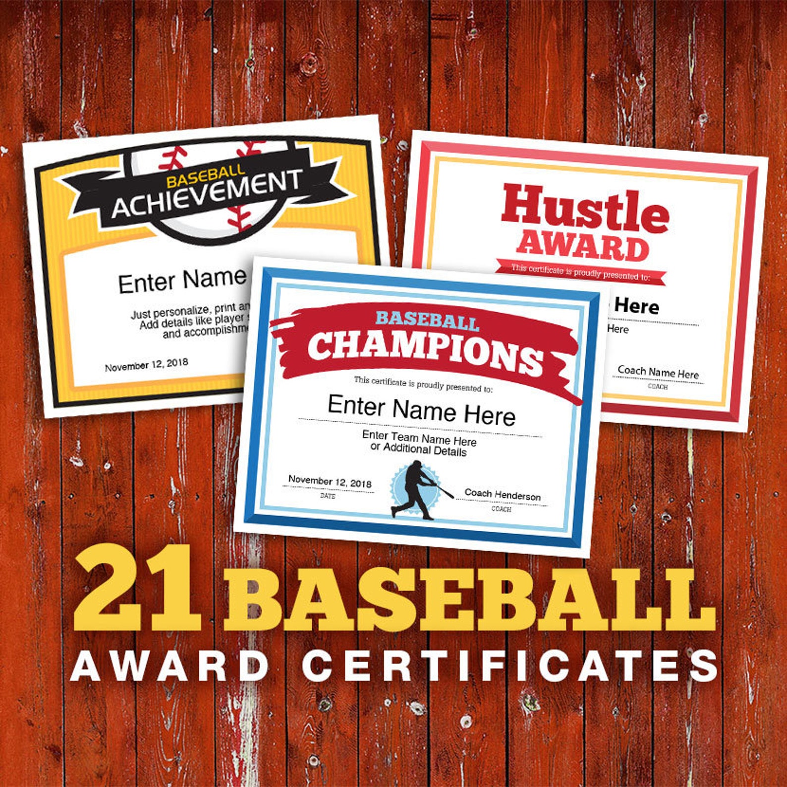 Baseball Certificates - 21 Editable Team Awards - Printable Templates ...