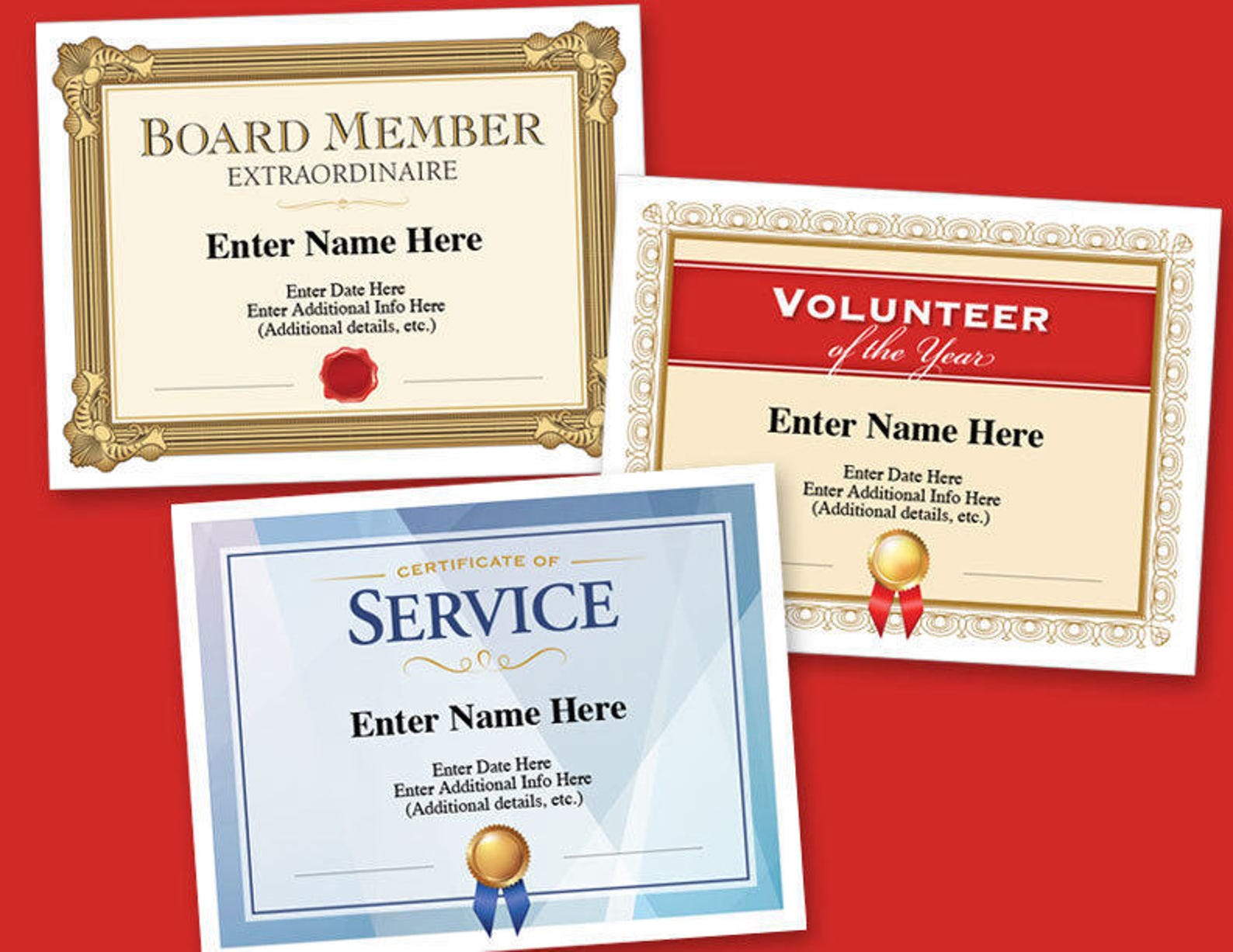 Non Profit Award Certificates: Volunteer, Staff, Board Member ...