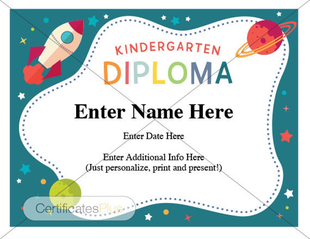 Editable Kindergarten Diploma Certificate - Etsy