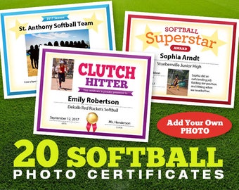 Softball Certificates 20 Editable Awards Templates | Etsy