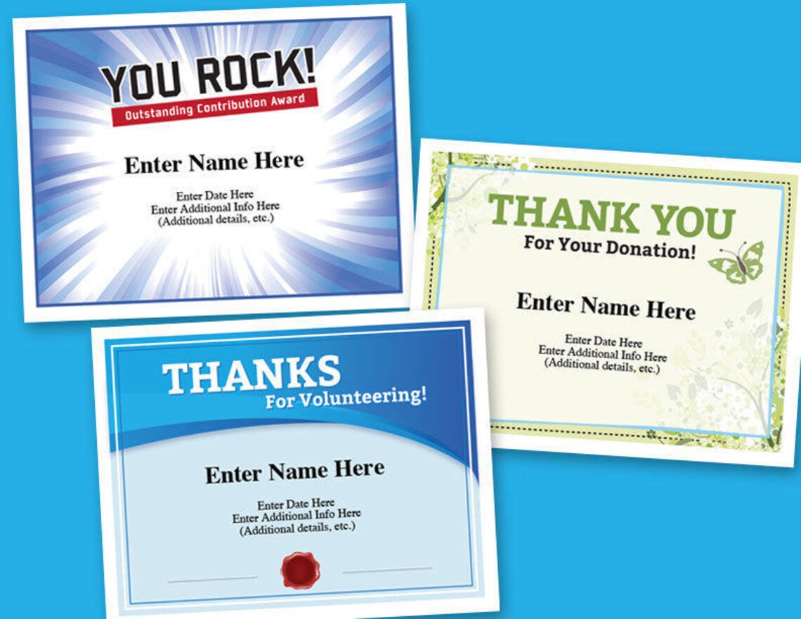 Non Profit Award Certificates: Volunteer, Staff, Board Member ...