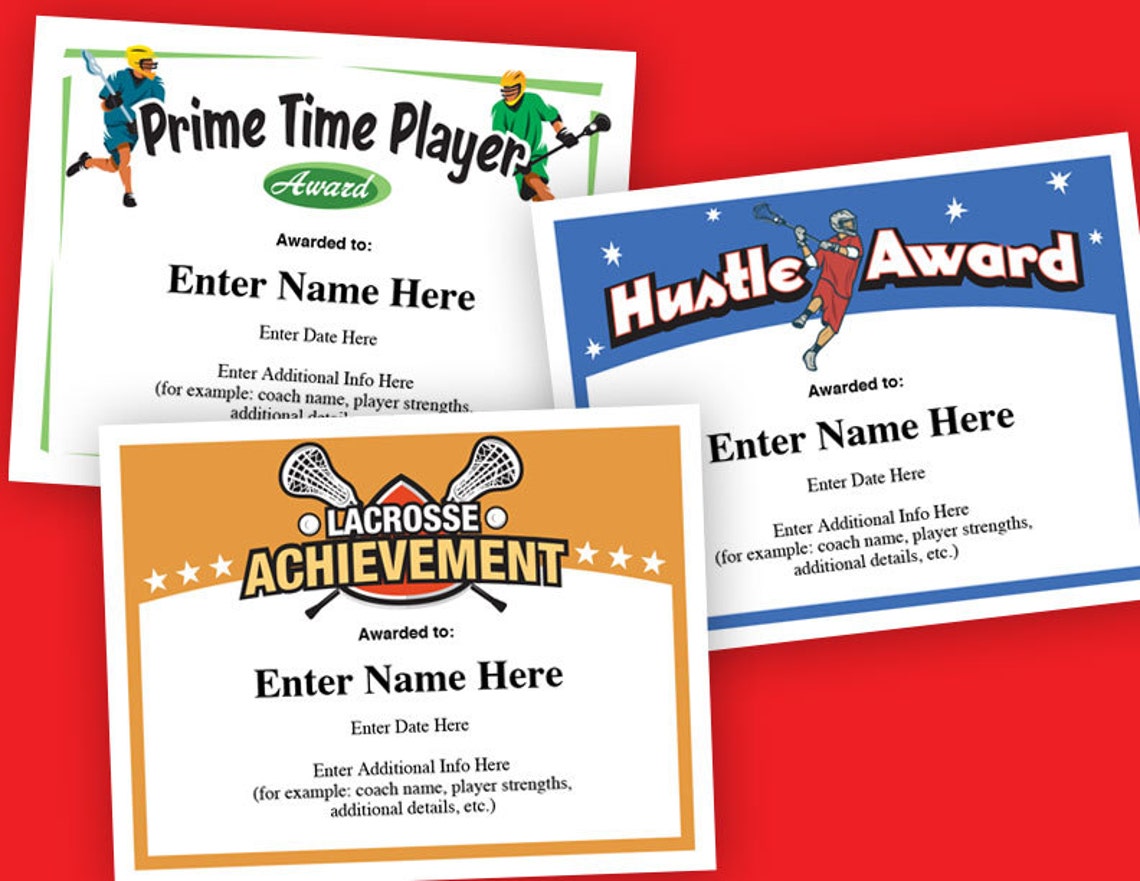 Editable Lacrosse Award Certificates: Team & Coach Gifts (PDF) - Etsy