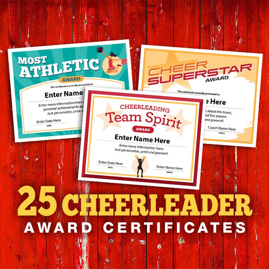Cheerleading Certificates Editable Cheerleader Certificate - Etsy
