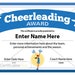 2 Cheerleading Blue Team Color Certificates, Editable Cheerleader ...