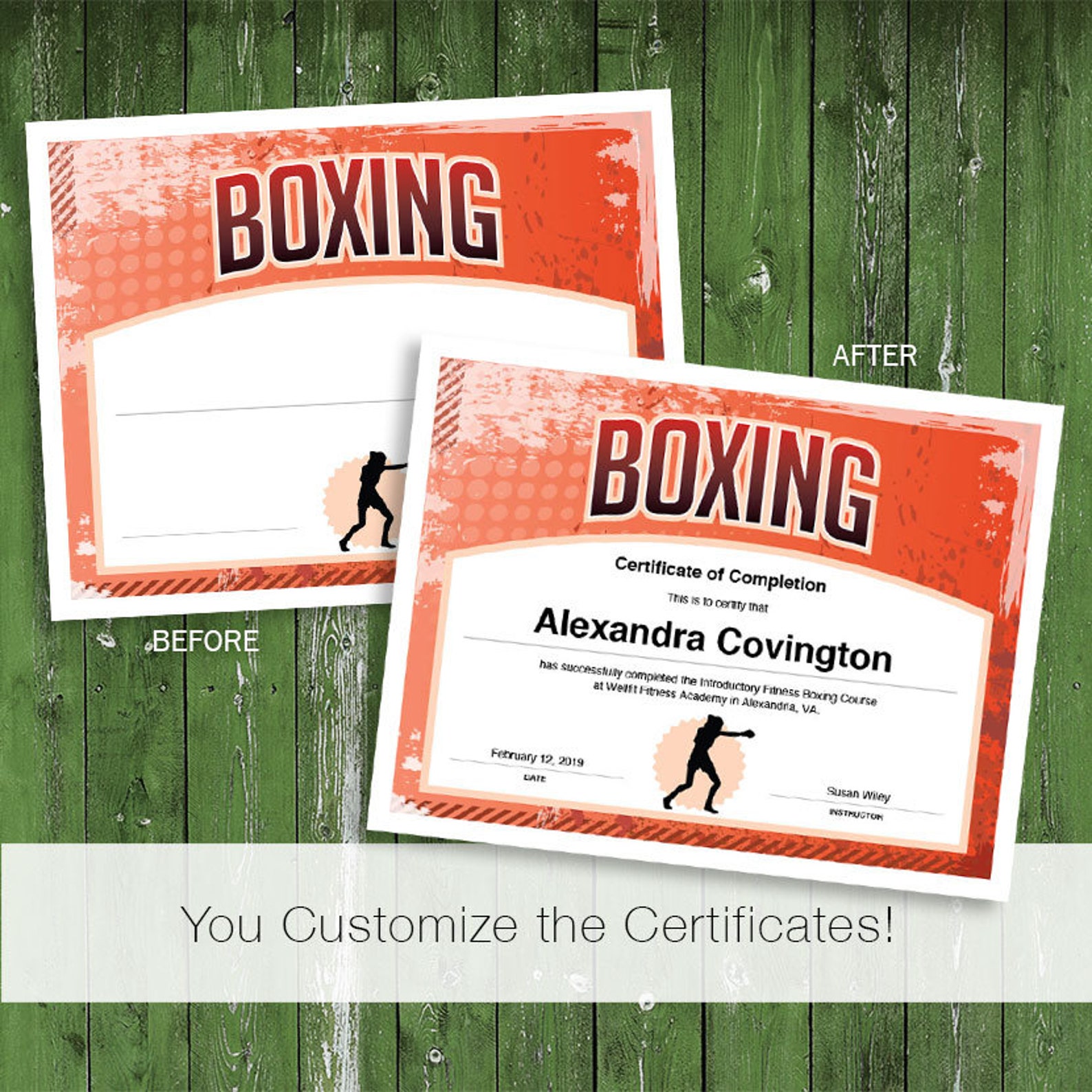 Boxing Customizable Certificate, Download Printable Fitness Template ...