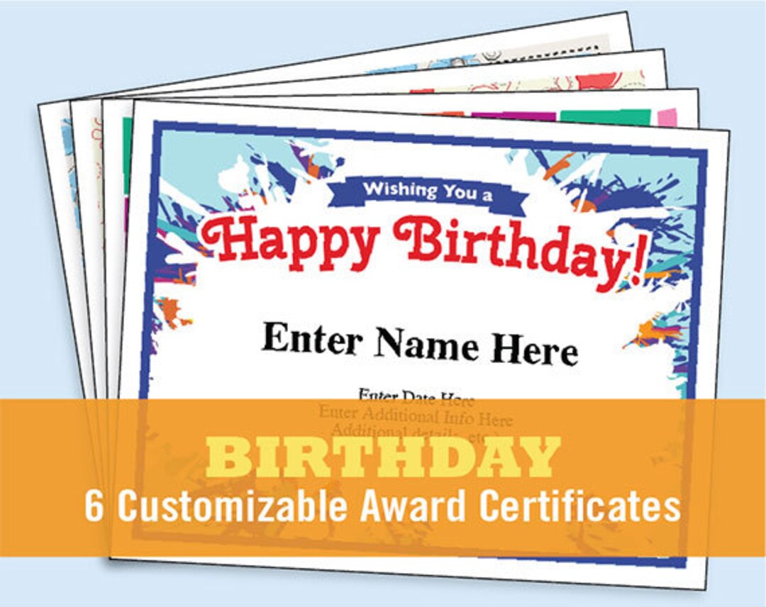 Birthday Certificates Pack, Digital Download, Certificates for Kids ...