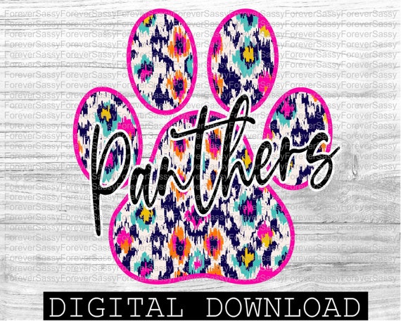 Panthers School Spirit Tribal Print Paw Print Digital - Etsy
