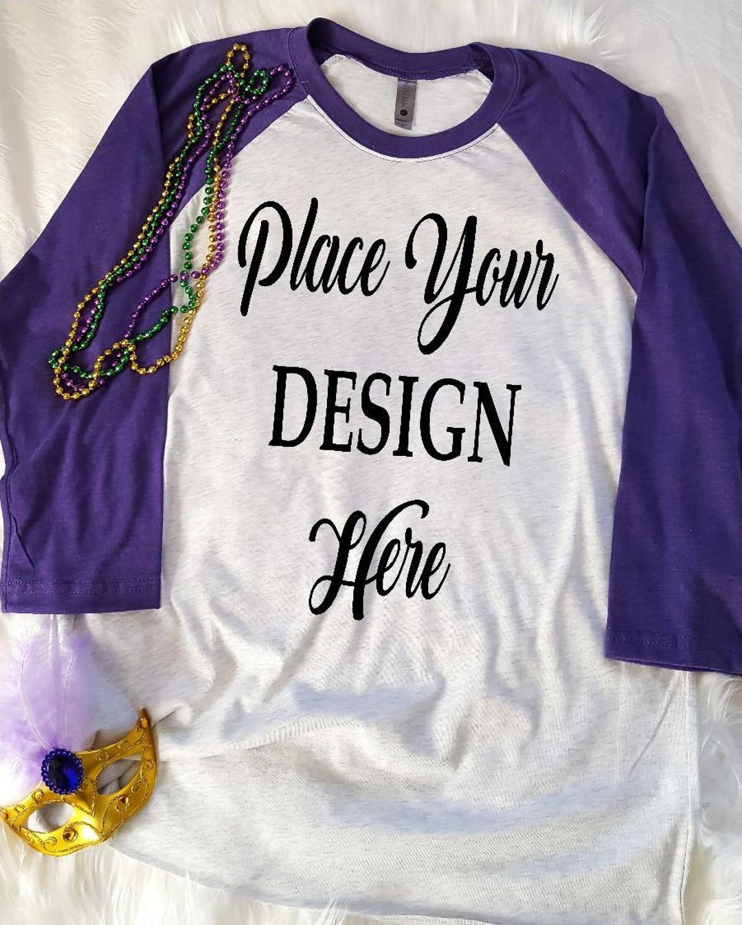 Purple Raglan~ Unisex~ Mardi Gras Mock-up - Etsy