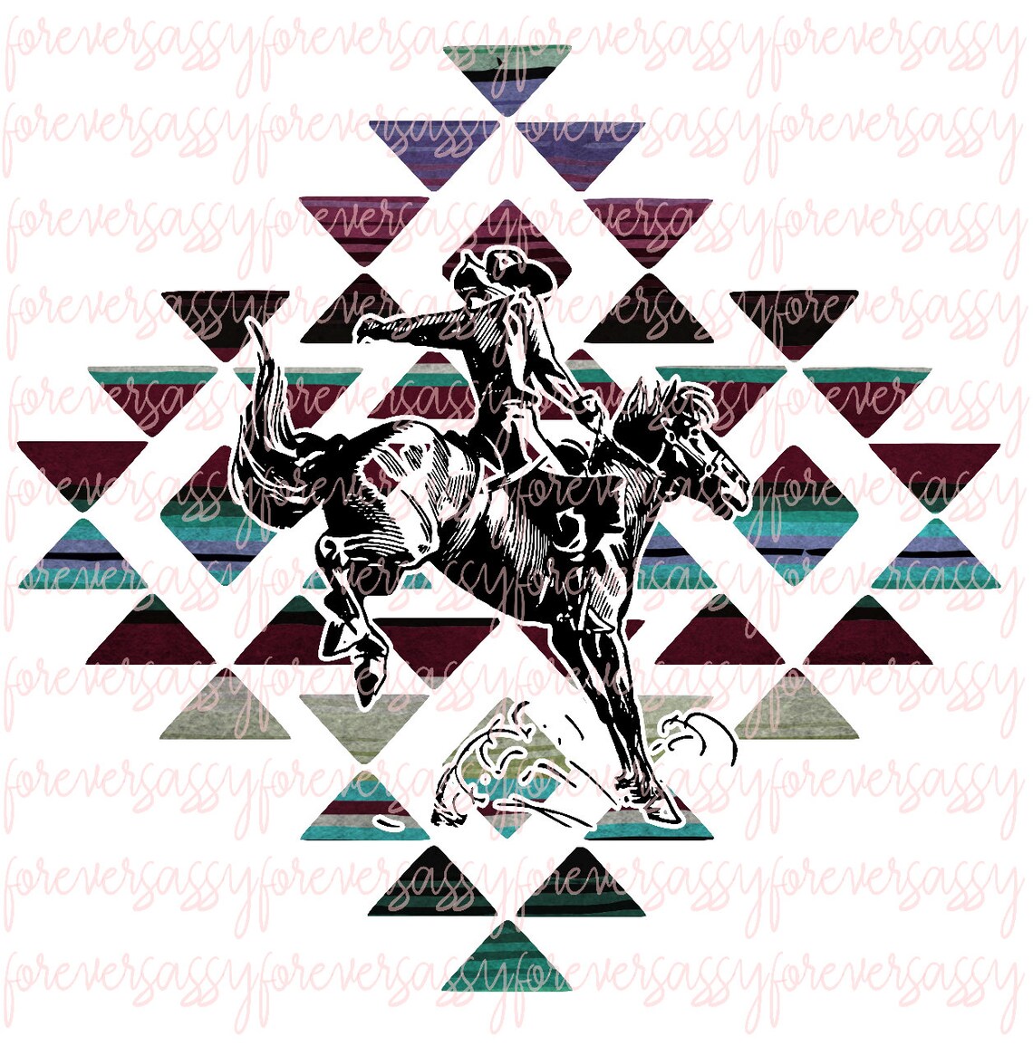 Aztec Cowboy Bucking Cowboy Digital Download Western Design - Etsy
