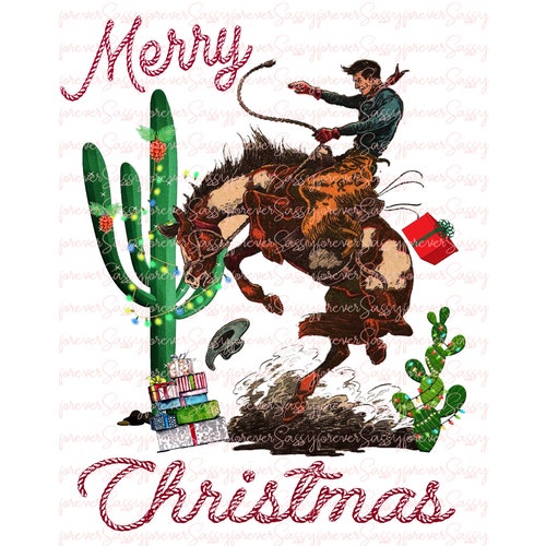 Merry Christmas Cowboy Digital Download Png File Christmas | Etsy