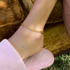 Chunky Chain Anklet, Chunky Gold Anklet, Gold Figaro Anklet, Gold Chain ...