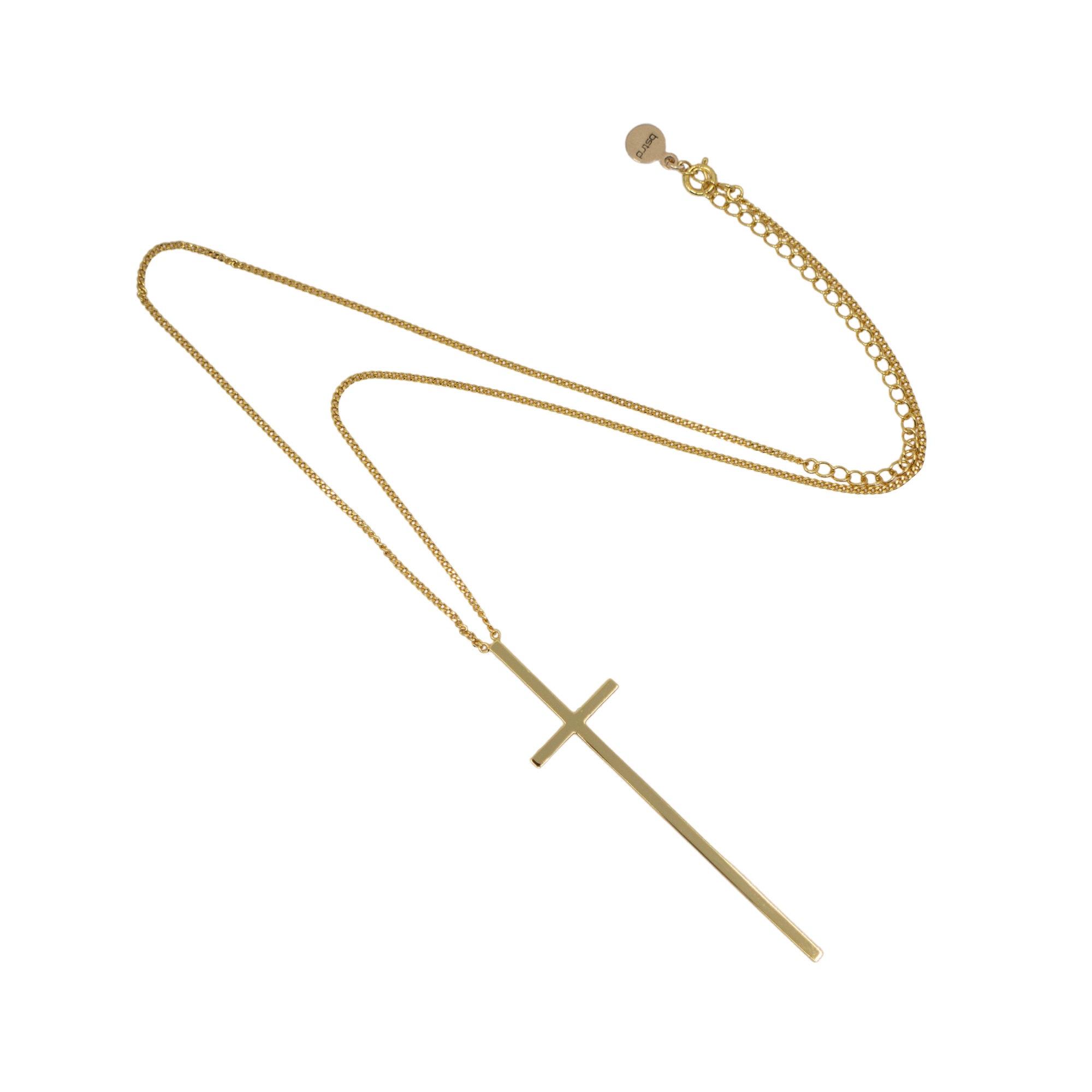 Silver Cross Necklace Long Cross Necklace Large Cross | Etsy