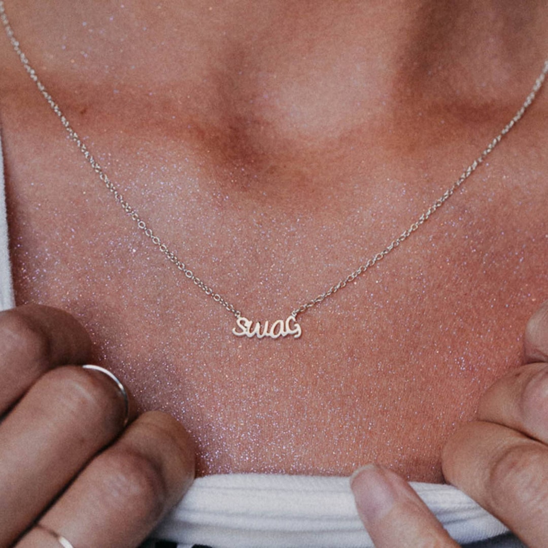 18k Gold Vermeil or Sterling Silver Necklace With Word, Necklace With ...