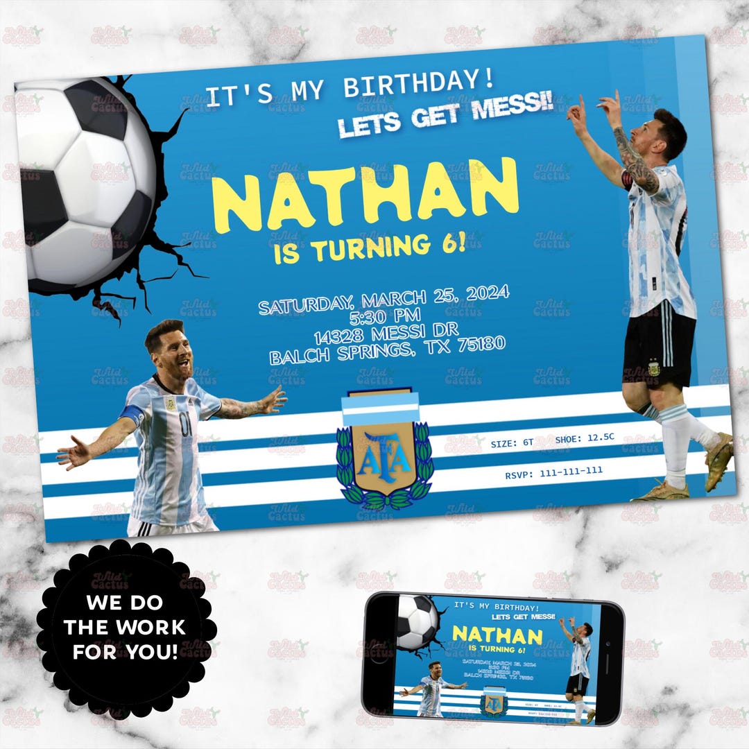 Messi Birthday Invitation - Etsy