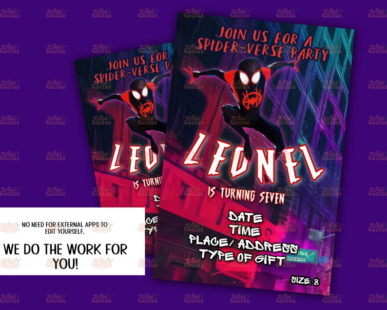 Miles Morales, Into the Spider Verse Invitation - Etsy