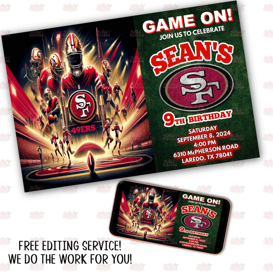 Niners Football Birthday Invitation - Etsy