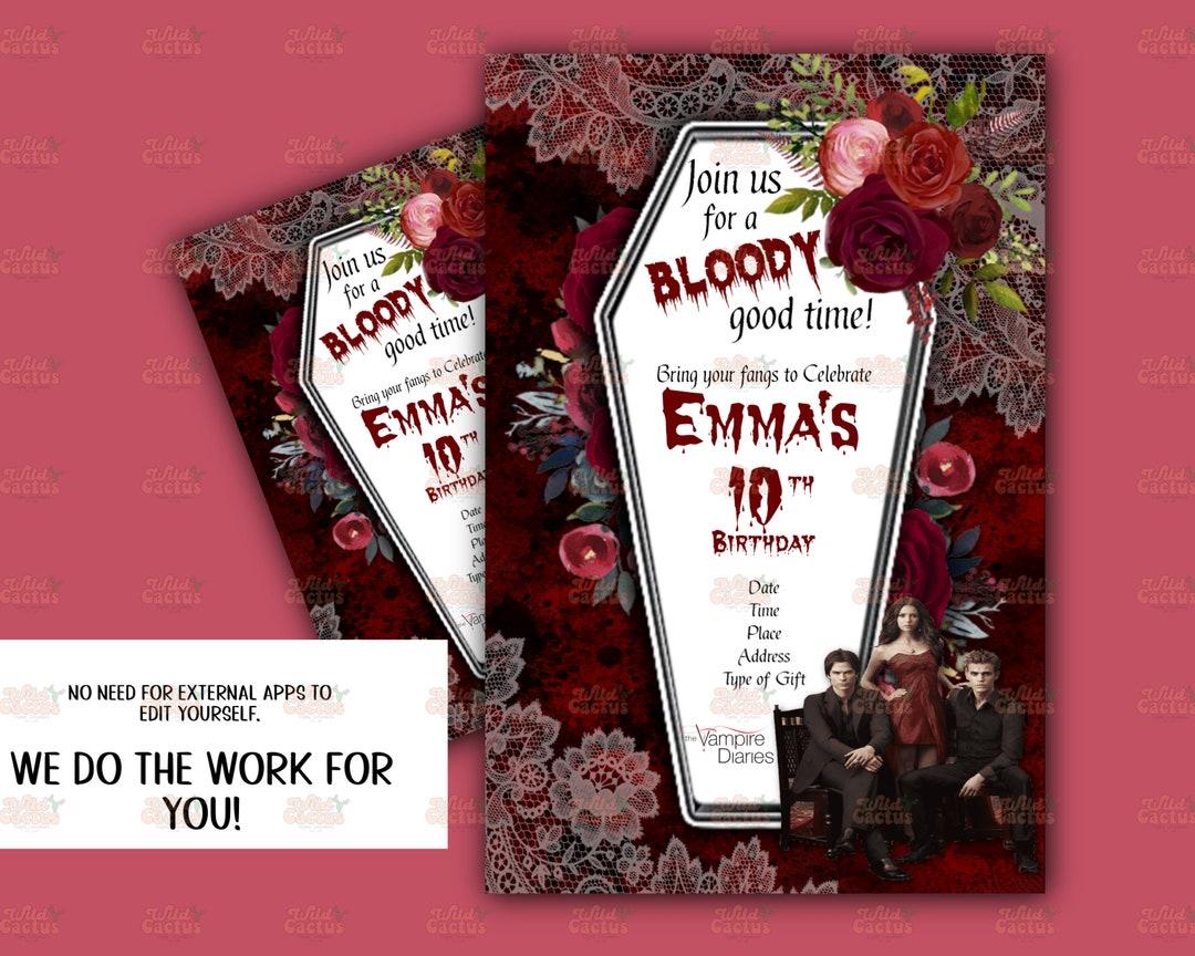 Vampire Diaries Birthday Party Invitation - Etsy