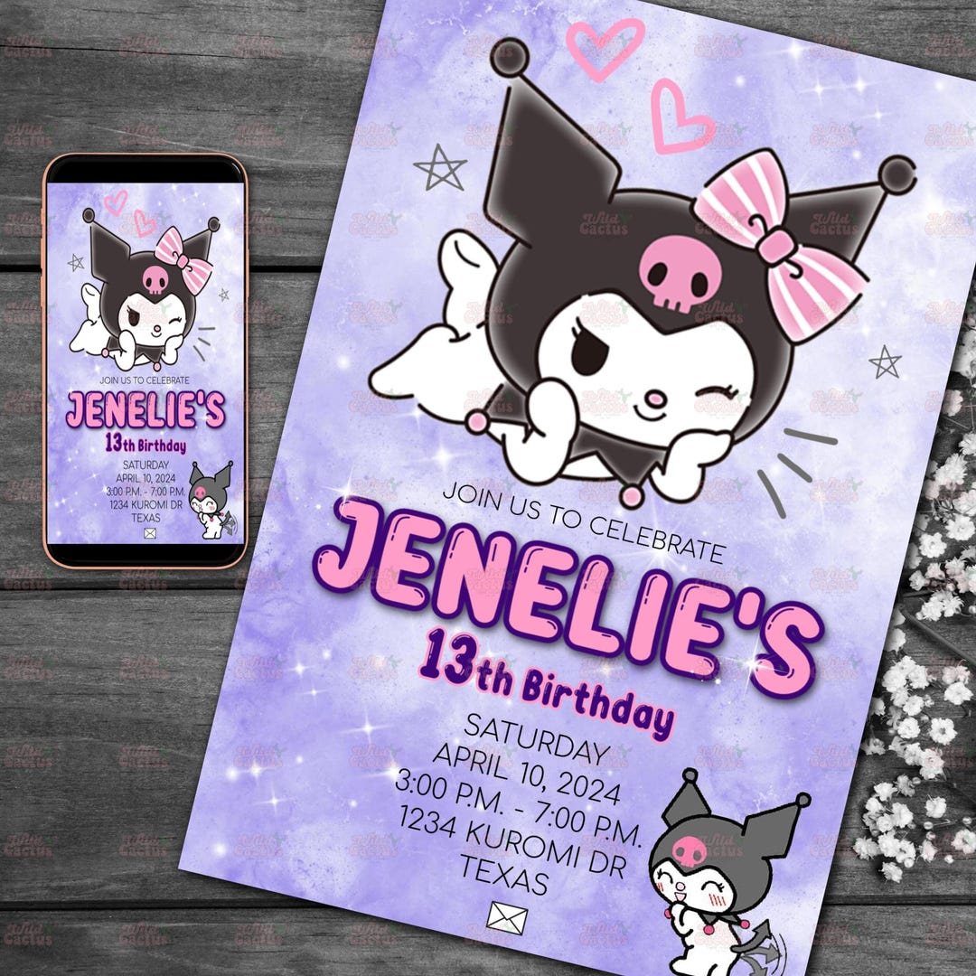 Kuromi Birthday Invitation Etsy
