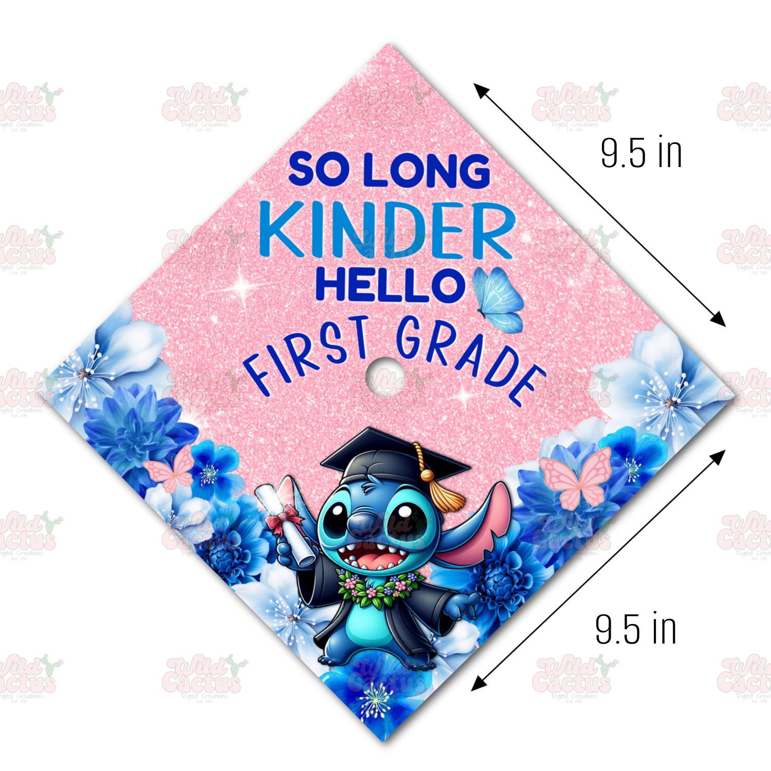 Stitch Blue Flowers Graduation Cap Topper - Etsy