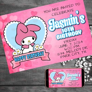 My Melody Birthday Invitation - Etsy